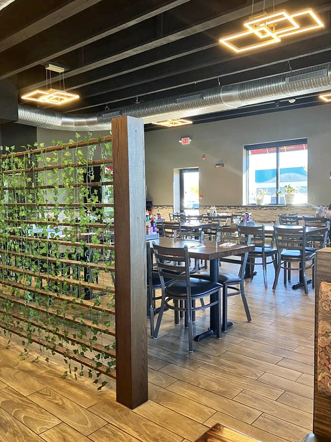 Exposed ductwork overhead, warm wood below, and the promise of Vietnamese delights everywhere&mdash;this dining room has mastered the art of atmosphere.