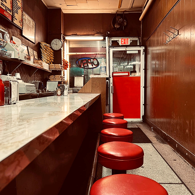 The view from the door promises simple pleasures ahead. In a world of complicated dining experiences, this straightforward setup is refreshingly honest.