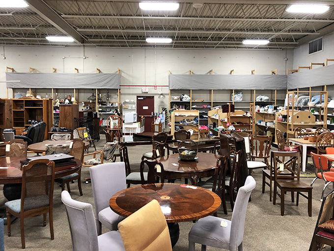 Dining sets gather like old friends at a reunion, each table telling silent stories of family dinners past.