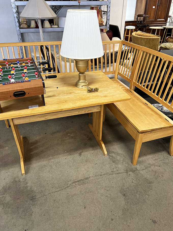 This wooden breakfast nook with bonus foosball table screams "family game night headquarters" for under fifty bucks.