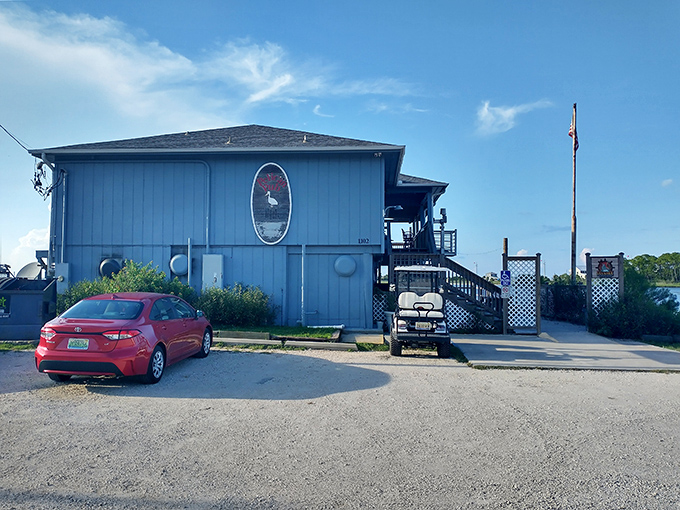 The blue building with the pink flamingo says it all&mdash;island dining should never take itself too seriously, but the seafood is serious business.