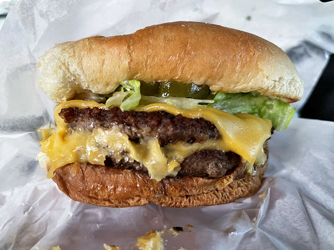Behold the double cheeseburger in its natural habitat&mdash;simple, unpretentious, and absolutely perfect. No Instagram filter required for this beauty.