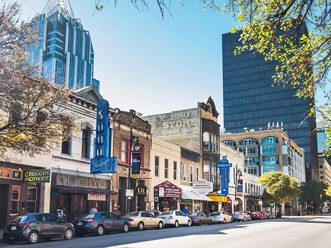 This definitely isn't Austin's skyline, but these historic storefronts offer something the big city can't&mdash;authenticity without the irony.