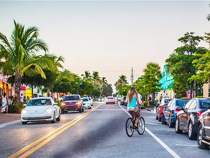 Cruising through Siesta Key's village feels like riding through a movie set where everyone's perpetually on vacation&mdash;even the locals.