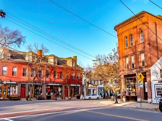 Historic buildings in warm hues create Southington's downtown palette&mdash;a living watercolor where your Social Security check goes further.