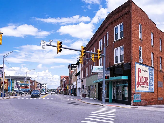 Downtown Princeton's intersection buzzes with small-town energy, where traffic lights are more suggestion than necessity.