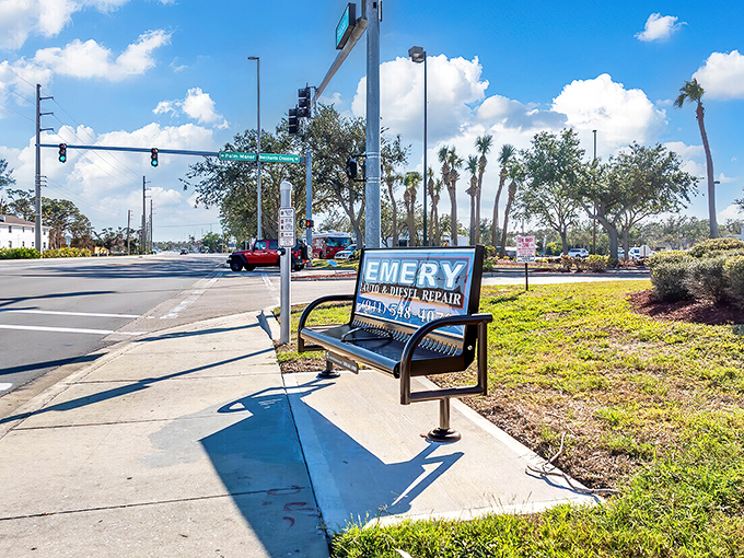 Even the bus stops have personality in Englewood. Simple conveniences blend with Florida sunshine, creating a town where practicality meets paradise without pretension.
