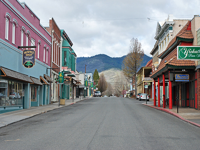 Yreka's Main Street offers a masterclass in small-town charm, where mountains frame colorful buildings that haven't surrendered to corporate homogeneity.