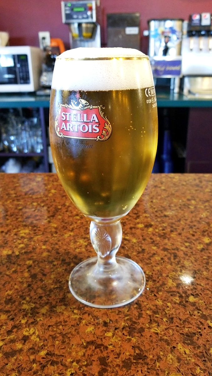 Stella Artois at an artichoke restaurant—finally, a beer name that makes perfect sense in its surroundings.
