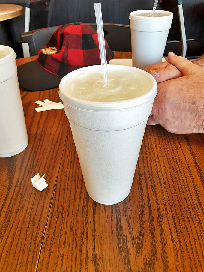 The humble styrofoam cup&mdash;because when the food is this good, your beverage doesn't need a fancy container.