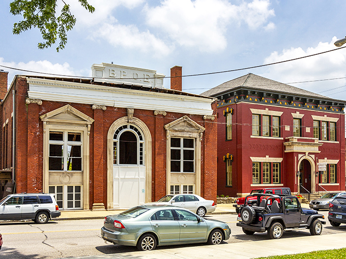 These twin civic buildings remind us when small towns built with big-city ambition, creating spaces that commanded respect rather than just occupying it.