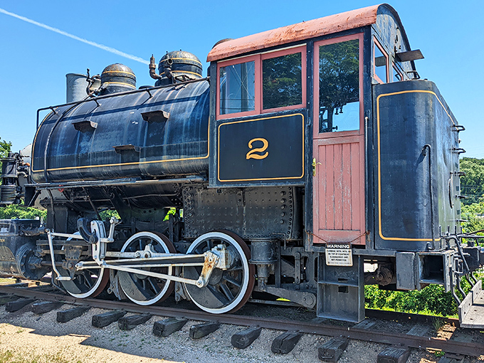 Engine #2 stands ready for its close-up. Those massive drive wheels and gleaming details showcase the craftsmanship that modern machines rarely match.