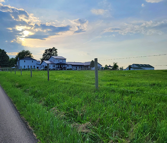 As evening approaches, this farmstead takes on a golden glow. No filter needed when nature provides lighting this perfect.
