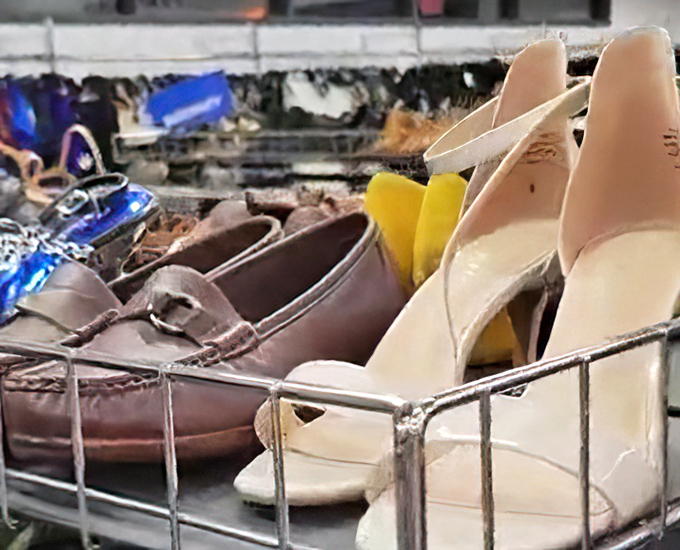 The shoe section: where Italian loafers and practical flats wait patiently for their Cinderella moment.