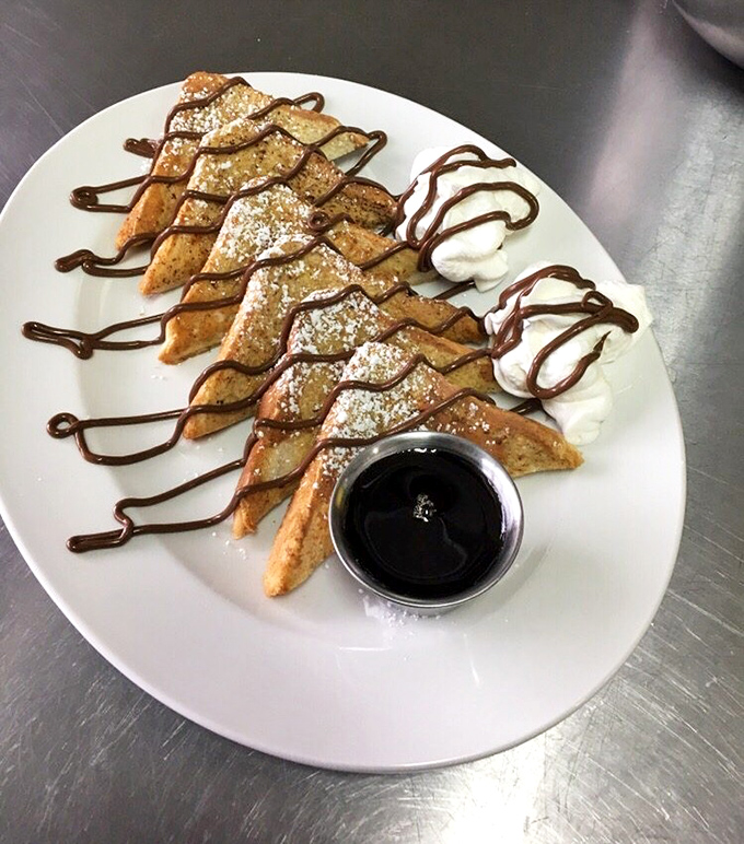 French toast transformed into a dessert-for-breakfast masterpiece that makes you question why we ever invented alarm clocks.