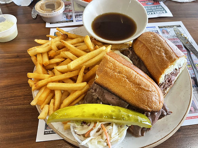 The classic French dip: thinly sliced beef, golden fries, and that magical au jus for dipping. Some traditions don't need updating&mdash;they just need respecting.