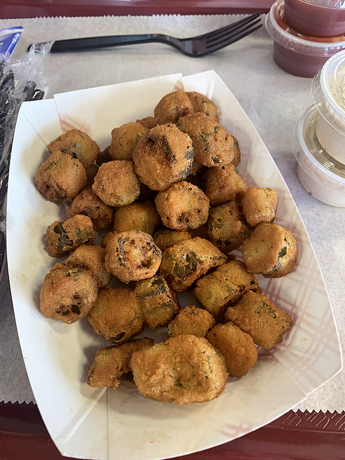 Fried okra that could convert even the most stubborn okra skeptics &ndash; crispy, golden nuggets that disappear faster than you'd expect.