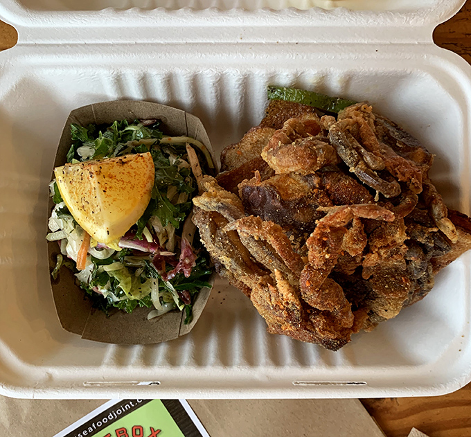 Soft-shell crab that's the seafood equivalent of potato chips &ndash; impossible to stop at just one bite, especially with that herb-flecked slaw.