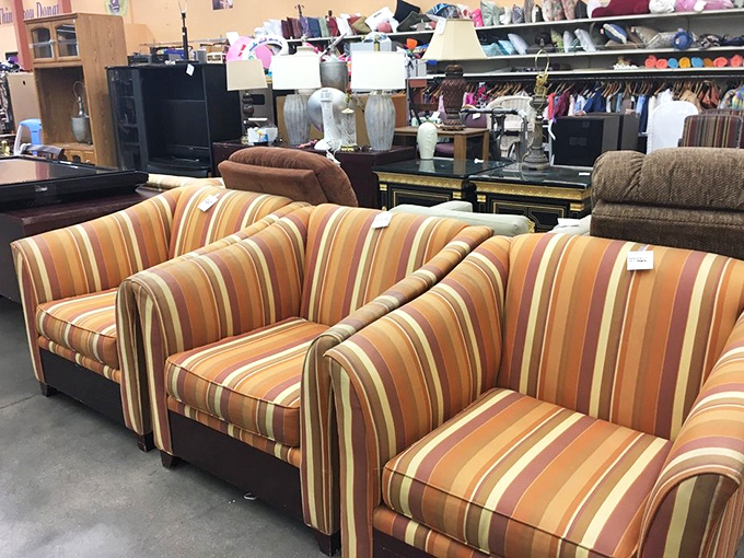 The furniture section: where these sunset-striped armchairs could be the conversation piece your living room desperately needs.