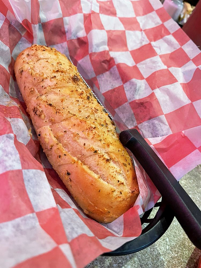 Garlic bread that's not just a side but a supporting actor deserving its own award &ndash; buttery, toasty, and ready for chowder-dipping duty.