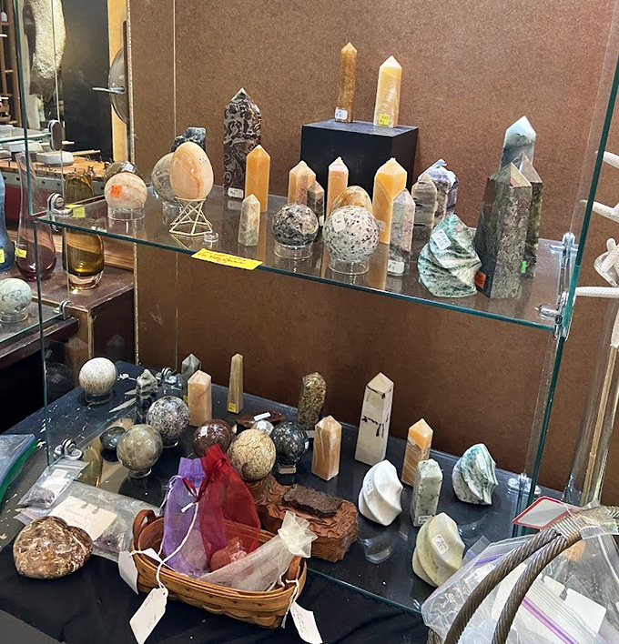 Crystal and gemstone displays that would make a new age enthusiast hyperventilate &ndash; from healing stones to decorative obelisks that scream "distinguished desk accessory."