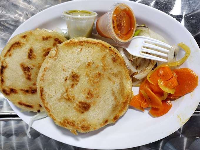 Handmade gorditas with fresh vegetables &ndash; proving BJ Hot Chicken isn't a one-trick pony. This plate shows their commitment to fresh ingredients beyond the signature dish.