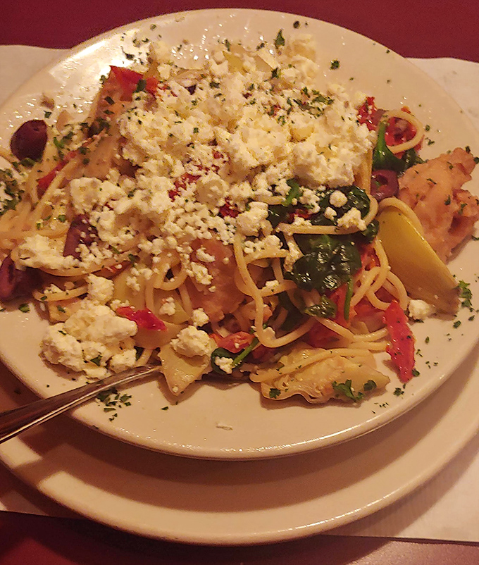 This Greek pasta doesn't need a passport to transport you&mdash;the feta and fresh vegetables handle all the heavy lifting.