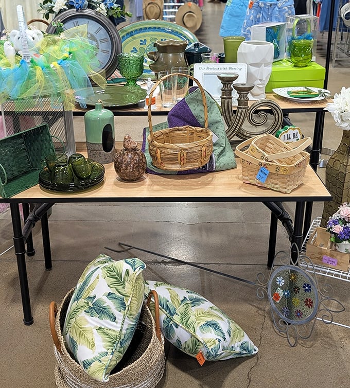 A curated collection of green-themed treasures creates an impromptu design showcase that would make HGTV hosts nod in approval.