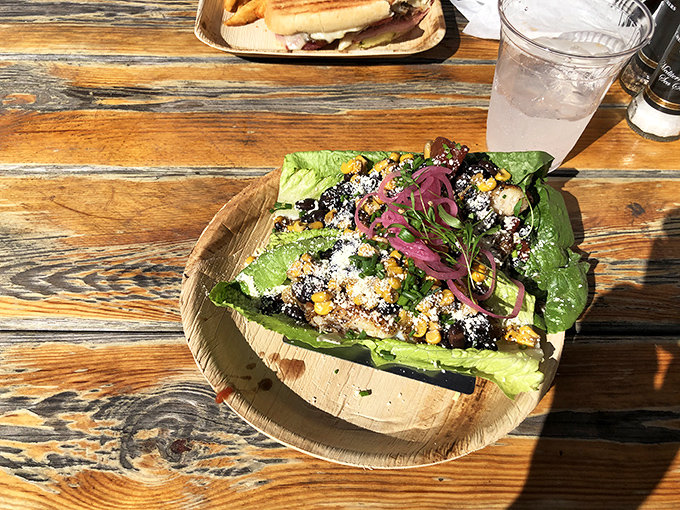 Grouper tacos with black beans and corn in lettuce wraps are lighter than air but heavier than expectations.
