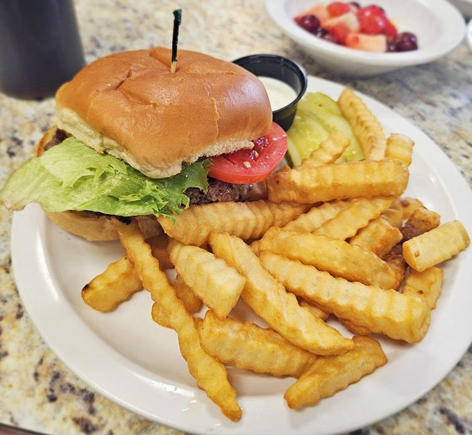 When breakfast hours fade into lunch, this classic burger with crispy crinkle-cut fries proves Charlie Browns isn't just a one-meal wonder.