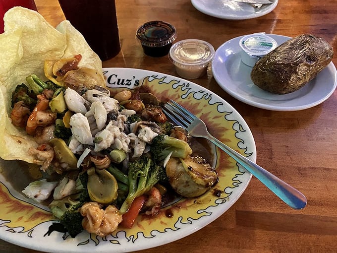 A seafood and vegetable medley that proves Cuz's isn't just about steaks&mdash;it's about making everything on your plate worthy of your attention.