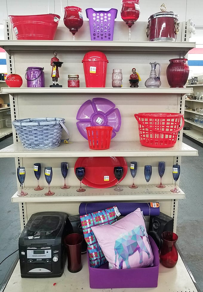 Purple meets red in this housewares symphony, where yesterday's kitchen essentials await tomorrow's dinner parties and morning coffee rituals.