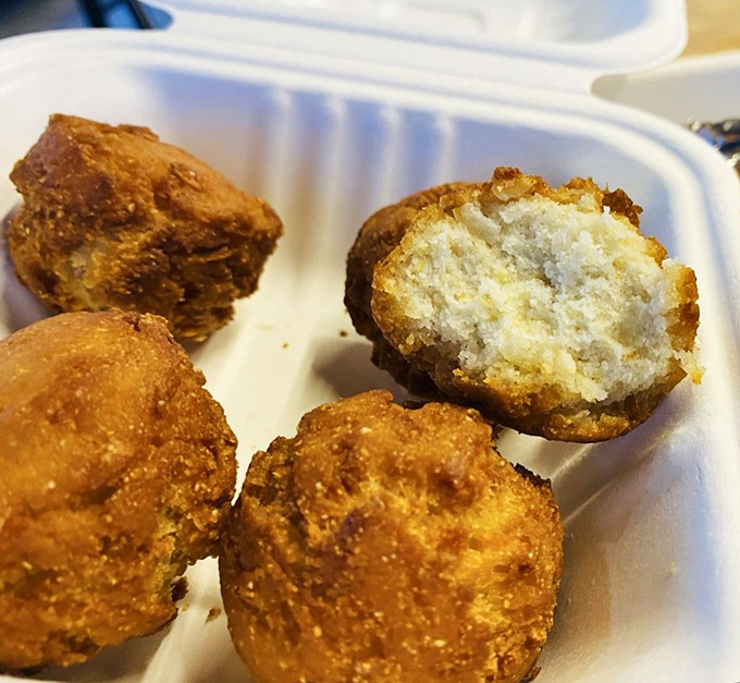 Hushpuppies with the ideal crisp-to-fluffy ratio. These golden orbs of cornmeal joy are what dinner rolls aspire to be in their next life.