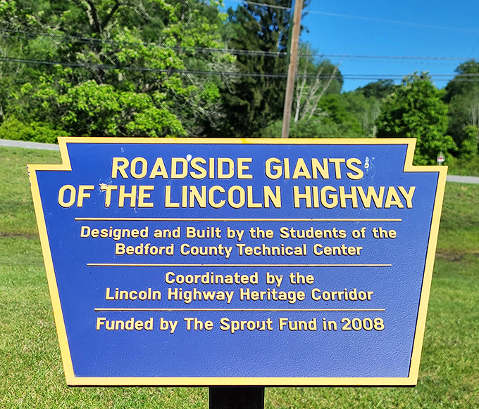 The story behind the sculpture revealed: student craftsmanship transformed into an enduring roadside landmark. Local education creating lasting impressions!