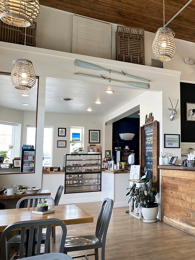 Bright, airy, and thoughtfully designed&mdash;the bakery corner showcases homemade treats while potted plants add touches of green to the clean aesthetic.