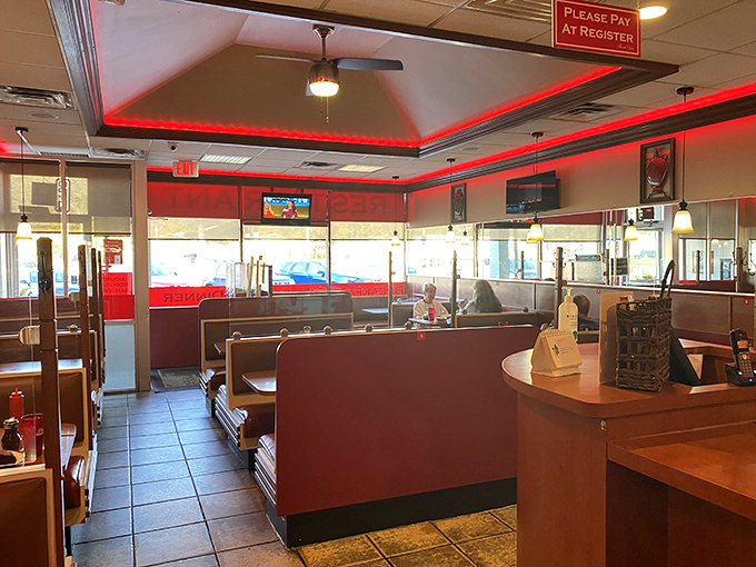 The dining room layout is like a chess master's strategy&mdash;every piece perfectly positioned for maximum comfort and minimal awkward elbow bumping with strangers.