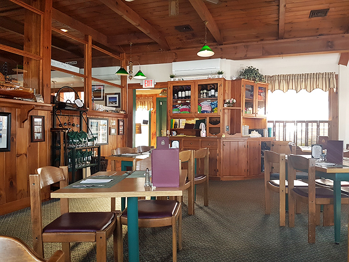 The dining room feels like your favorite aunt's lake house, if your aunt happened to be an exceptional seafood chef.