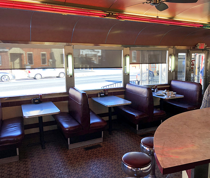The booths offer front-row seats to Lancaster life passing by, while you remain suspended in diner time.