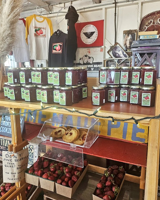 The jam wall&mdash;where summer gets preserved in glass jars, waiting patiently to brighten some future winter morning's toast.