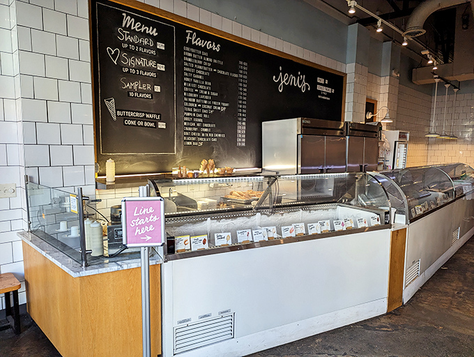 At Jeni's, ice cream transcends dessert to become an art form. Their chalkboard menu reads like a poet's interpretation of your childhood dreams.