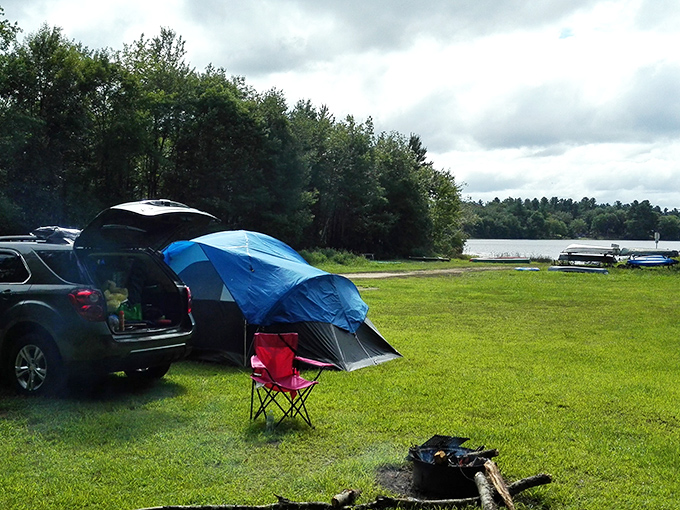 Lakeside camping where your biggest decision is whether to fish or just float around aimlessly.