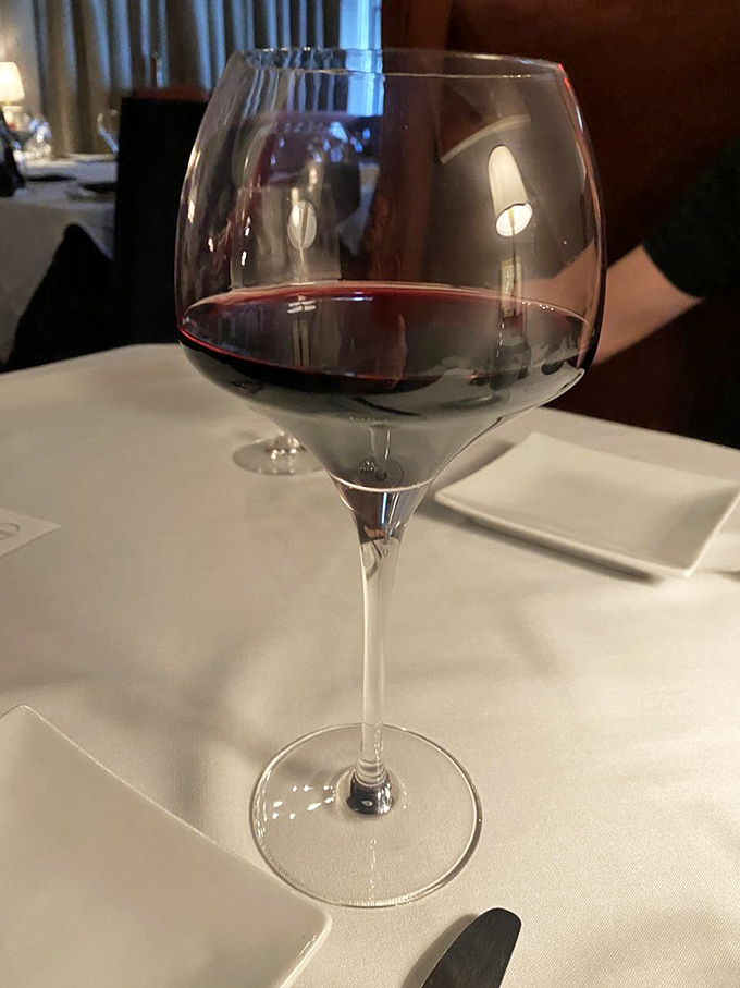 A glass of red wine catching the light just so&mdash;because every great meal deserves liquid poetry to accompany it.