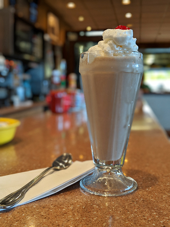 A milkshake that belongs in the Smithsonian's "Perfect Americana" exhibit. That cherry on top isn't garnish&mdash;it's the exclamation point.