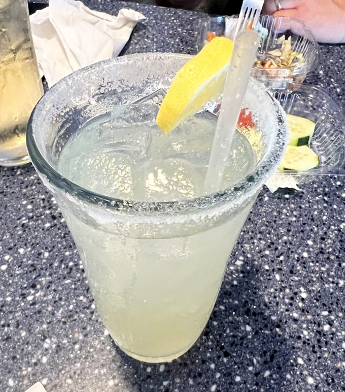 A margarita that sparkles like the stars above Gila Bend. This refreshing spacecraft fuel comes with the perfect citrus orbit around the rim.