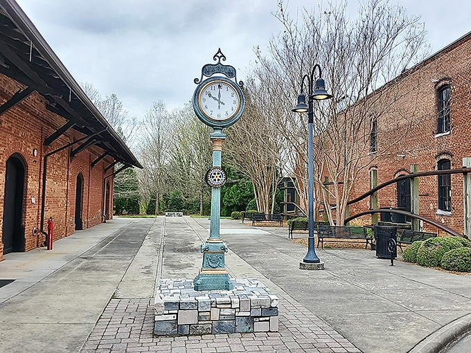 The historic Marion Train Depot's clock reminds visitors that here, time moves at its own pleasant pace&mdash;no rush hour required.