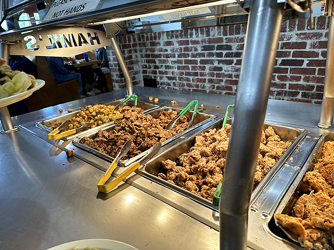 The meat section of this buffet looks like a carnivore's version of winning the lottery, complete with tongs and unlimited access.