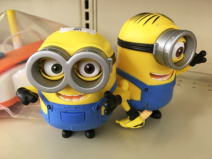 Minions: Proof that even trendy toys eventually find their way here, waiting for a second chance to drive parents crazy with their gibberish.