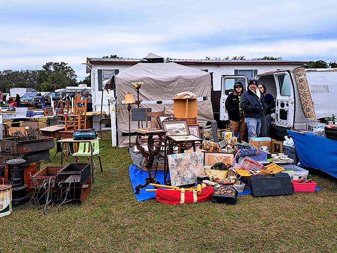 The beautiful chaos of a well-stocked vendor space—where yesterday's discards become tomorrow's vintage finds through the alchemy of time.