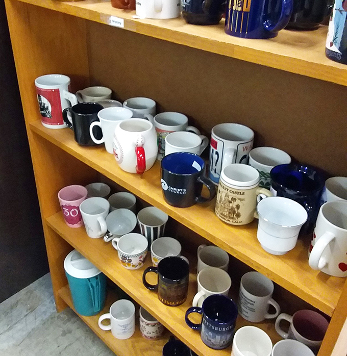 Mug collectors, beware! You'll enter planning to buy one quirky coffee cup and leave with enough for a small diner.