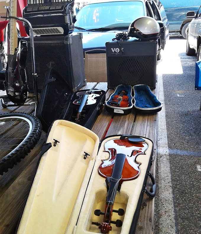 Music to your ears and eyes! Vintage instruments in their original cases&mdash;each one holding the potential for your next hobby or wall decoration.